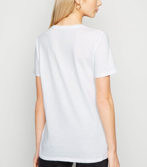 T-shirt blanc à slogan lèvres motif léopard - Drest