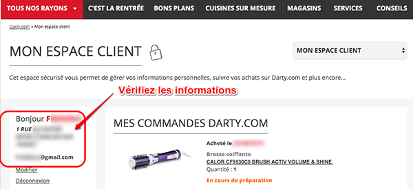 Accéder à mes factures dachat sur le site DARTY sur Téléphone mobile ...